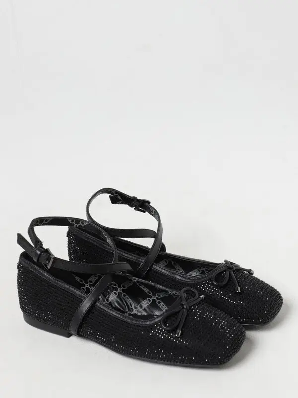 Michael Kors Embellished Ballet Flats With Ankle Strap - Black