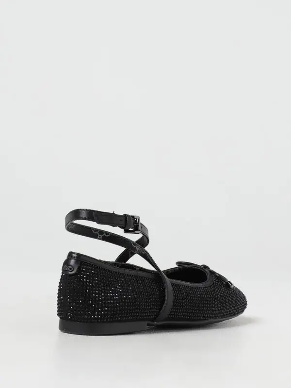 Michael Kors Embellished Ballet Flats With Ankle Strap - Black