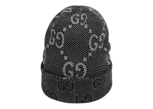 Gucci Gg Wool Beanie - Black/dark Grey