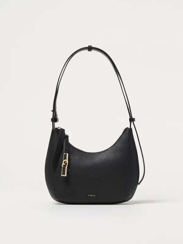 Furla Hobo Bag In Hammered Calfskin - Black