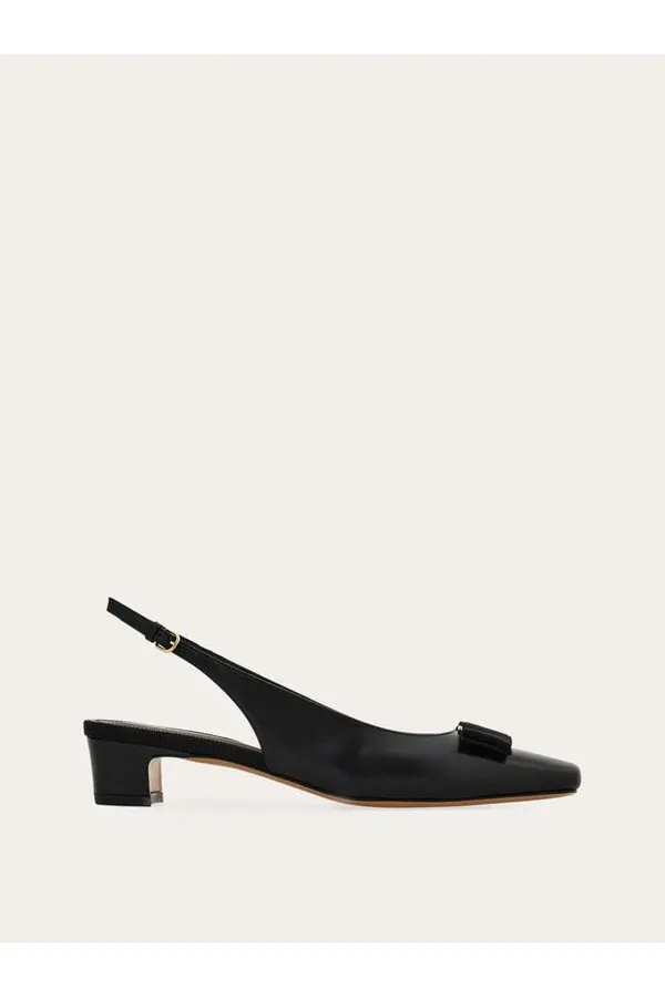 FERRAGAMO Iconic Bow Slingback - Black