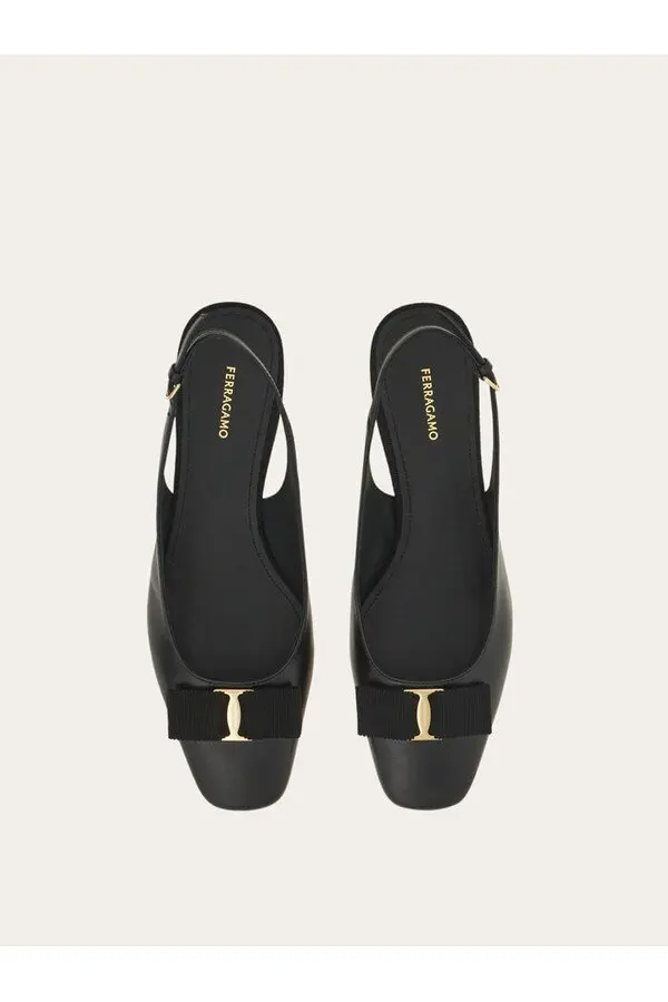 FERRAGAMO Iconic Bow Slingback - Black