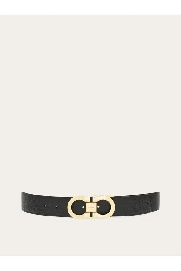 FERRAGAMO Reversible And Adjustable Gancini Belt - Black