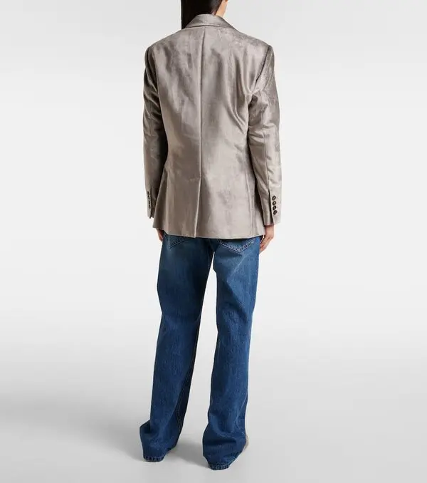 Brunello Cucinelli Cotton-blend Velvet Blazer - Grey