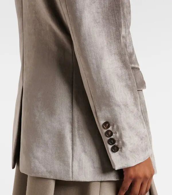 Brunello Cucinelli Cotton-blend Velvet Blazer - Grey