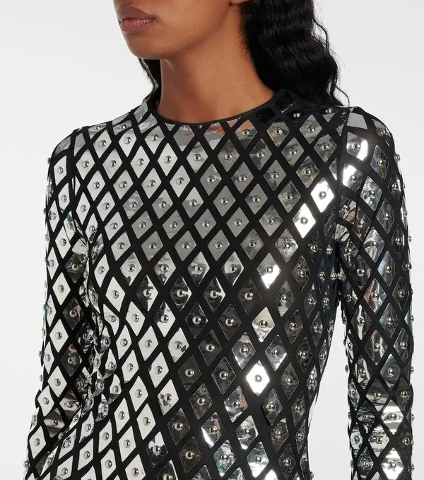 Rabanne Studded Jersey Mini Dress