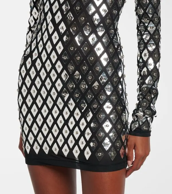 Rabanne Studded Jersey Mini Dress