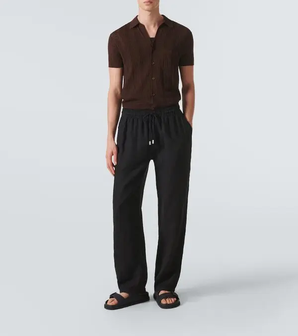 Vilebrequin Pacha Linen Wide-leg Pants - Black