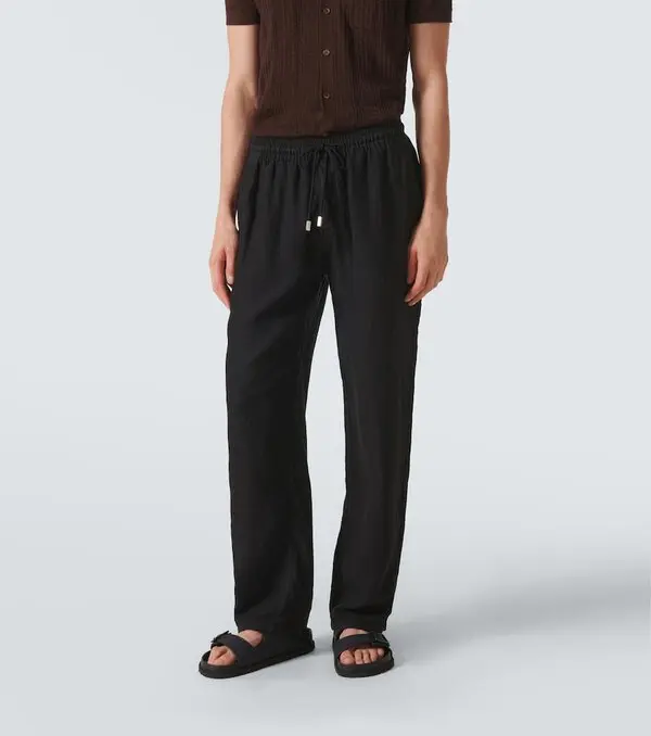 Vilebrequin Pacha Linen Wide-leg Pants - Black