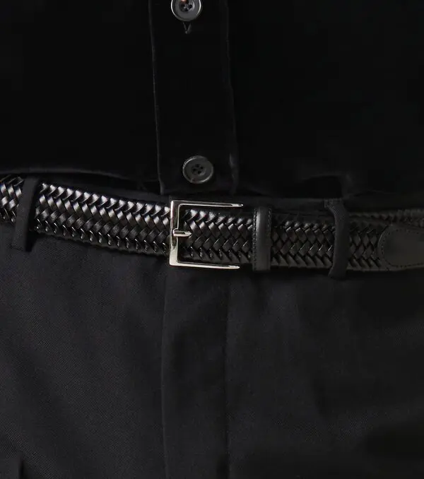 Rubinacci Braided Suede Leather Belt - Black