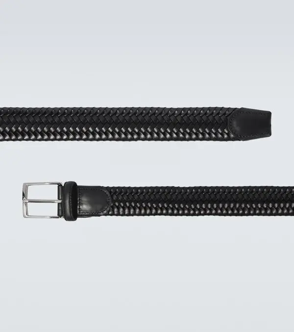 Rubinacci Braided Suede Leather Belt - Black