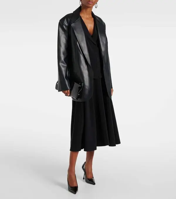 Norma Kamali Oversized Faux Leather Blazer