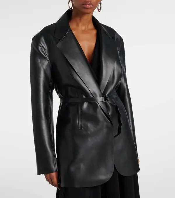 Norma Kamali Oversized Faux Leather Blazer