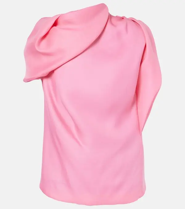 Dries Van Noten Draped Silk Satin Top - Pink