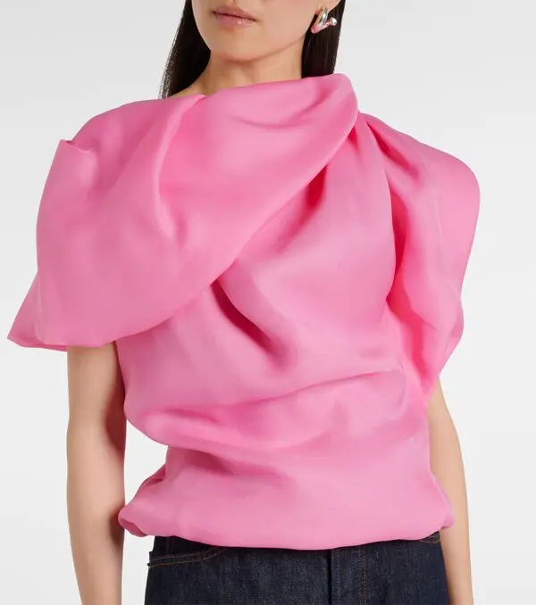 Dries Van Noten Draped Silk Satin Top