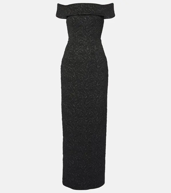 EMILIA WICKSTEAD Sima Off-shoulder Seersucker Cloqué Gown - Black