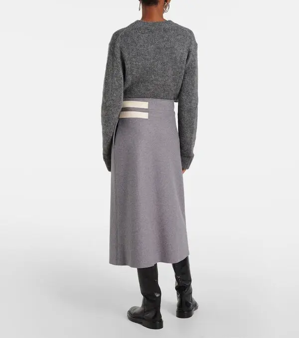 JIL SANDER Wool-blend Wrap Skirt - Grey