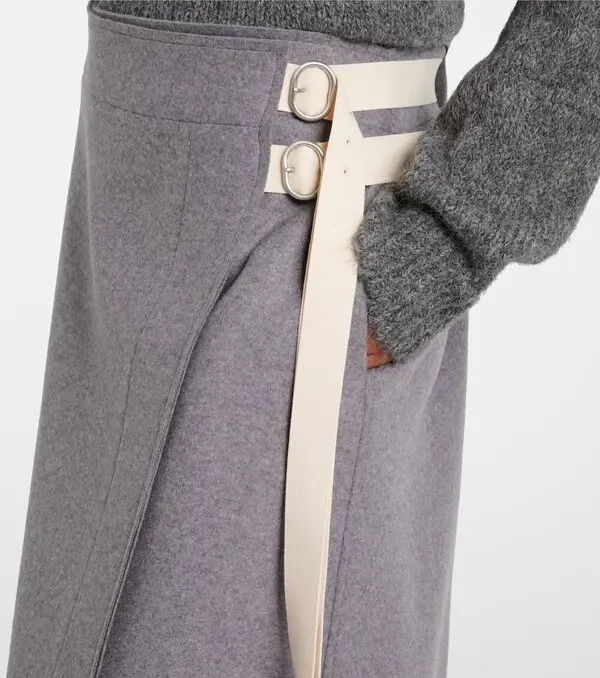 JIL SANDER Wool-blend Wrap Skirt - Grey
