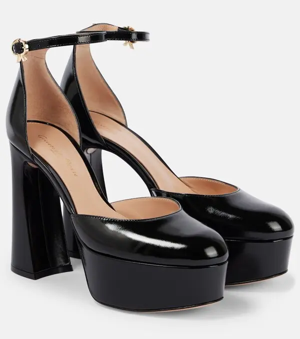 GIANVITO ROSSI Bessie 100 Patent Leather Platform Pumps - Black