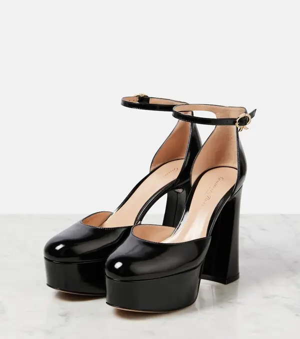 GIANVITO ROSSI Bessie 100 Patent Leather Platform Pumps - Black
