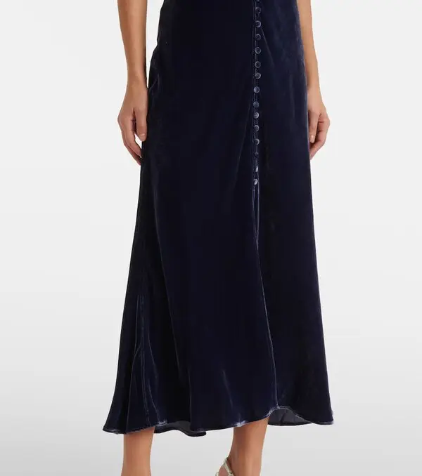 Rixo Simone Lace-trimmed Velvet Maxi Dress