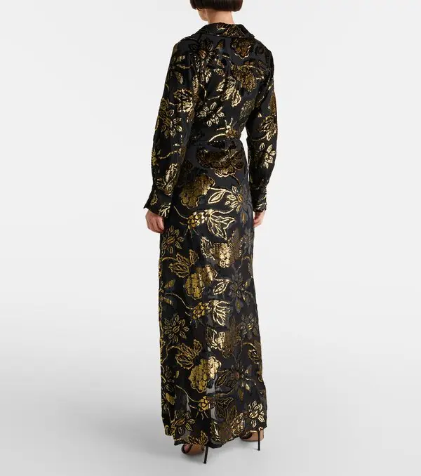 Simkhai Marzia Lamé Velvet Wrap Maxi Dress