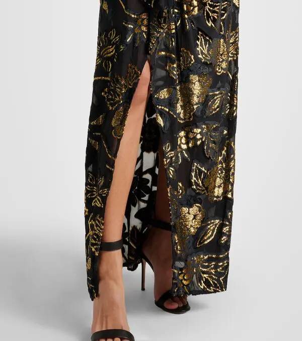 Simkhai Marzia Lamé Velvet Wrap Maxi Dress