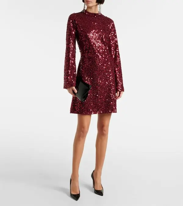 Simkhai Safia Sequined Minidress - Burgundy
