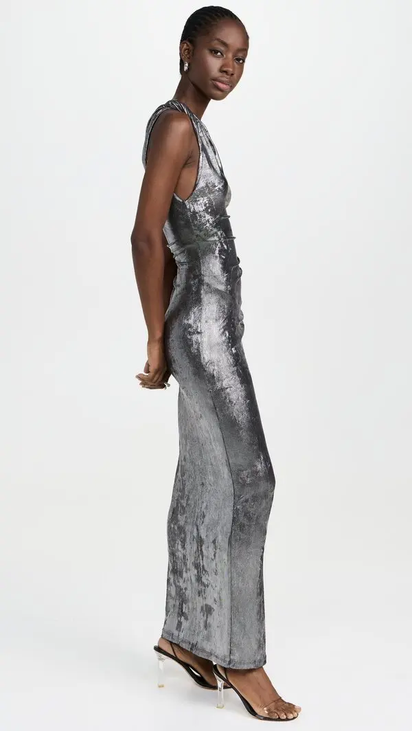 sachin and babi light blue dress Silver Evening Gown N0641