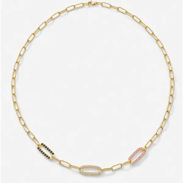 DONATELLO GIAN Name' Crystal Paperclip Necklace - Gold