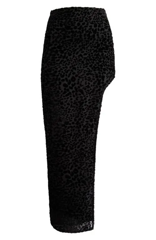 Nasty Gal Leopard Velvet Burnout Slit Skirt