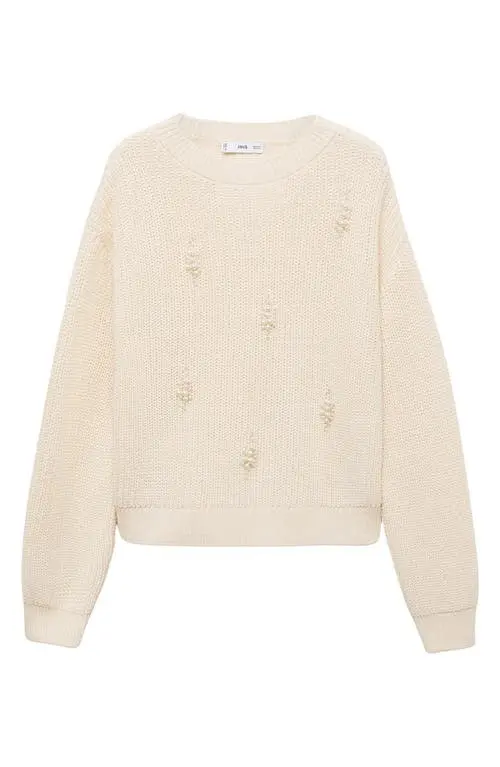 Mango Faux Pearl Embellished Sweater