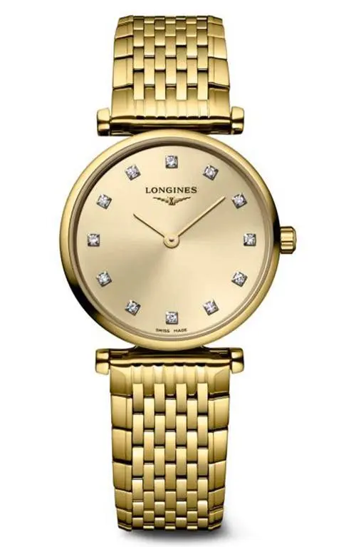 LONGINES La Grande Classique Bracelet Watch With Diamonds - Gilt