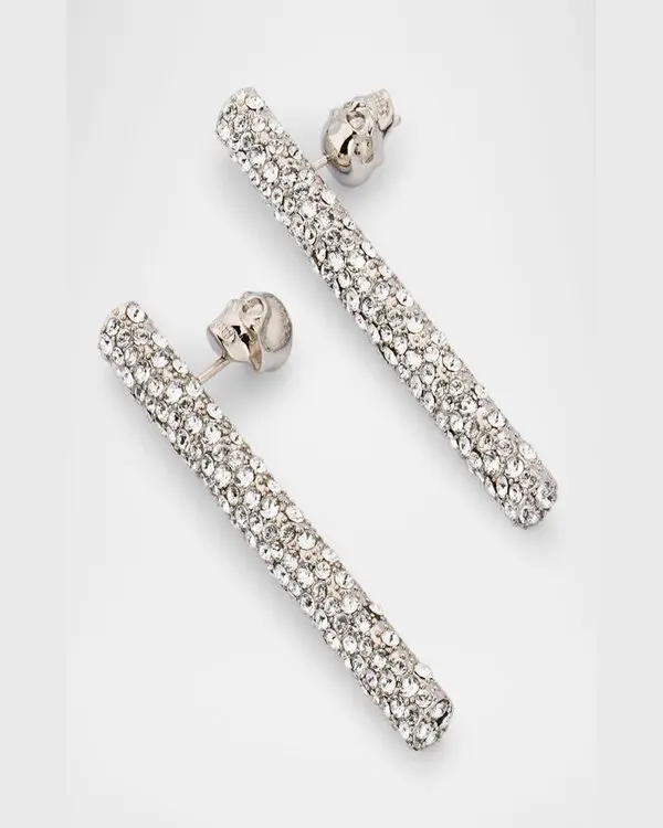 Mcqueen Crystal Long Earrings Silvergrey Editorialist