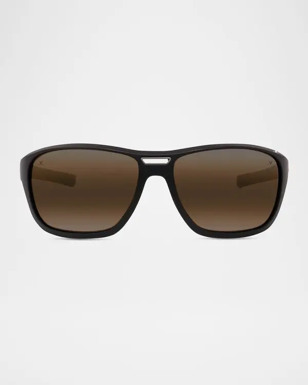 Vuarnet Rectangle Sunglasses - Matte Black Brown Mirror