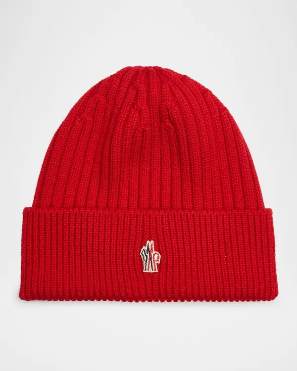 Moncler Ribbed Wool Beanie - Red