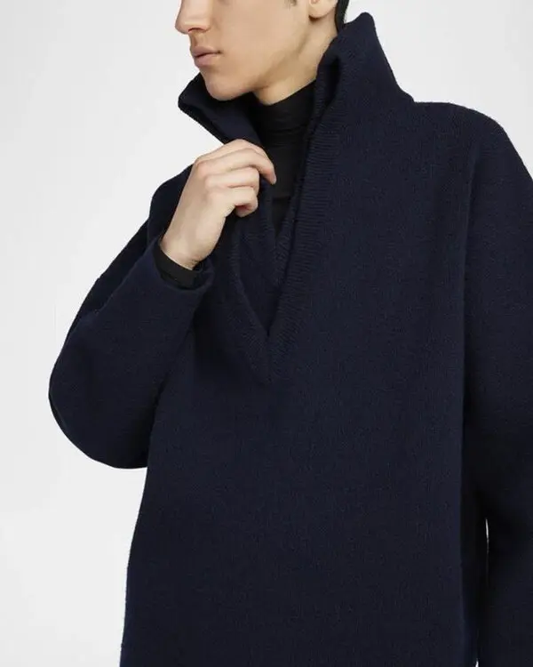 Bottega Veneta Compact Wool Double V-neck Sweater - Cobalt/ash