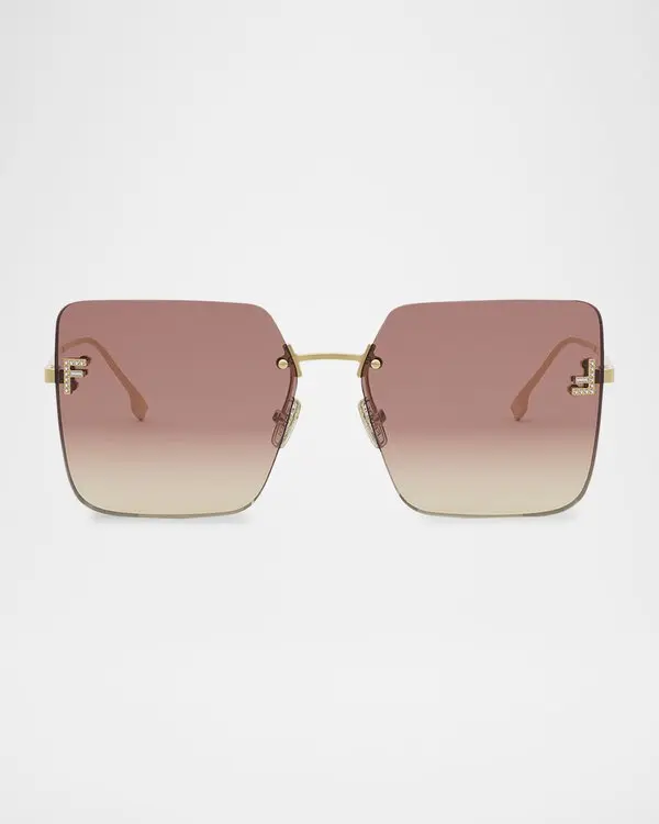 Fendi Oversized Rimless Square Sunglasses - Shiny Endura Gold Gradient