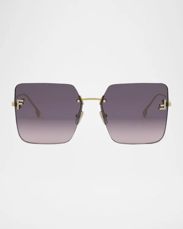 Fendi Oversized Rimless Square Sunglasses - Shiny Endura Gold Violet