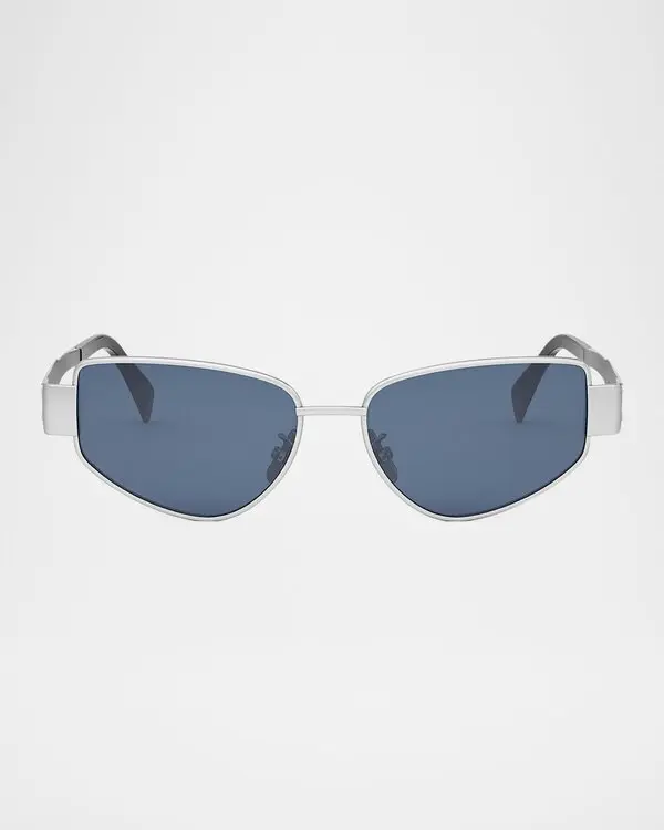 Celine Triomphe Metal Cat-eye Sunglasses - Shiny Palladium Blue