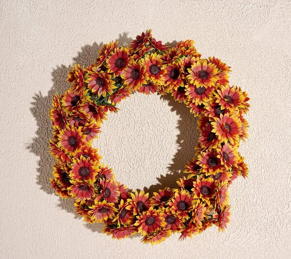 WICKER PARK As Is Golden Sunflower Wreath - One-color