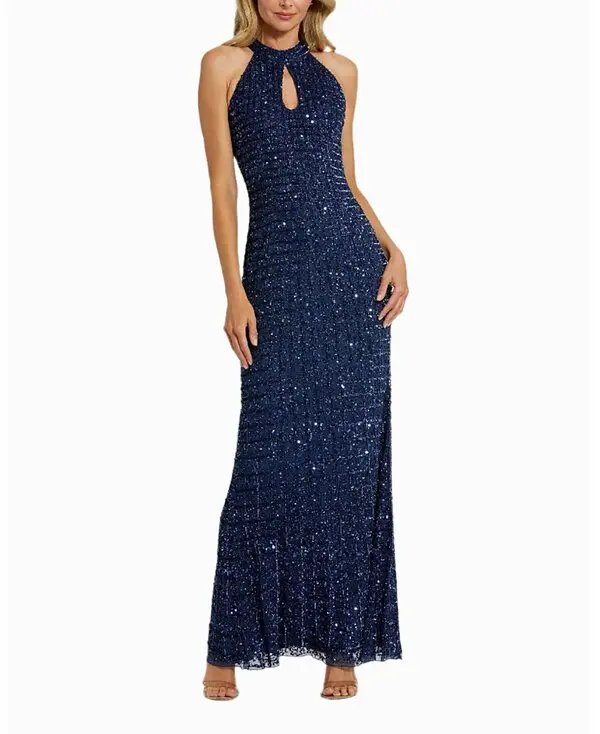 Mac Duggal Embellished Halterneck Gown - Midnight