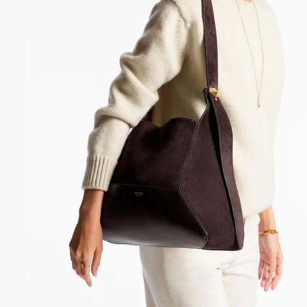 JIMMY CHOO Diamond Hobo Medium Suede Shoulder Bag
