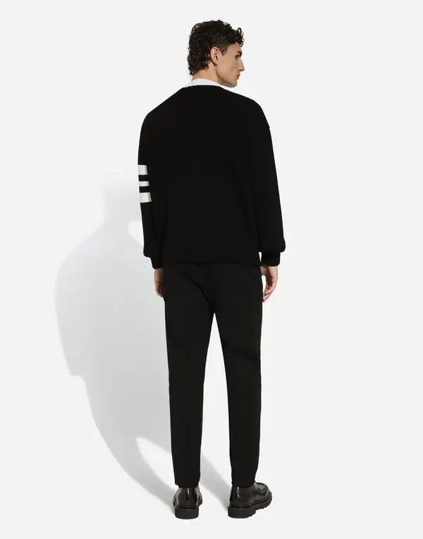 Dolce & Gabbana Wool Fisherman’s Rib Cardigan With Dg Logo - Multicolor