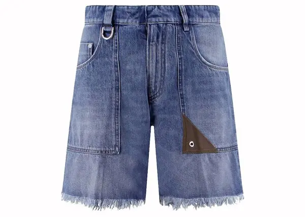 Fendi Logo Patch Denim Shorts - Blue