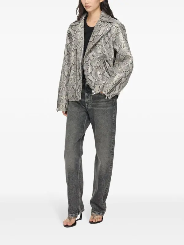 WON HUNDRED Snakeskin-print Leather Jacket