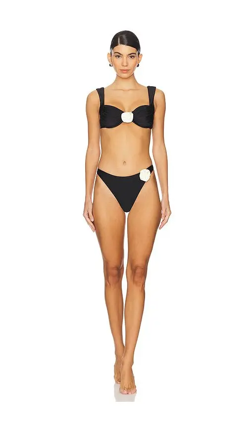 L*Space Leilani Mid Rise Bikini Bottom - Black & Cream