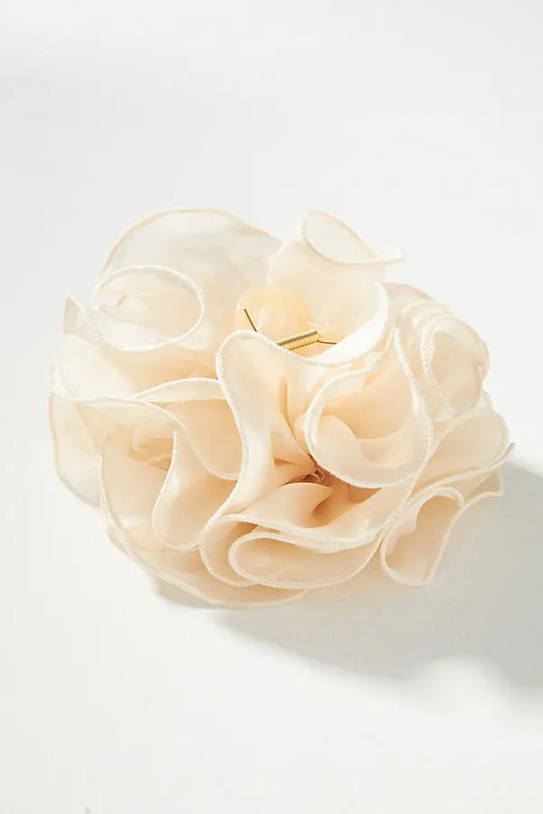 Anthropologie Chiffon Rosette Hair Claw Clip In White - 34  display picture 1