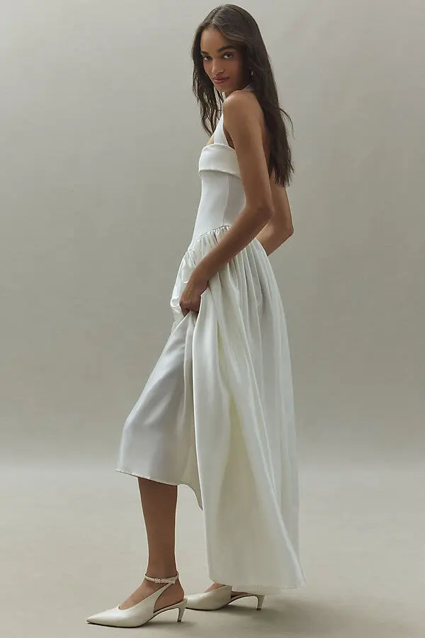 Delfi Collective Megan Halter Maxi Dress In White - 30% Off | Editorialist