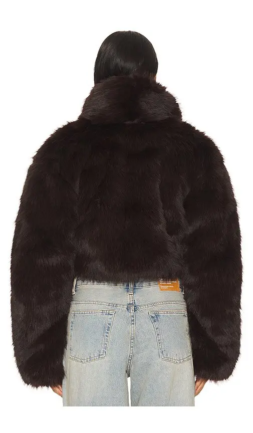 AFRM Stephanie Barrel Crop Faux Fur Jacket - Java